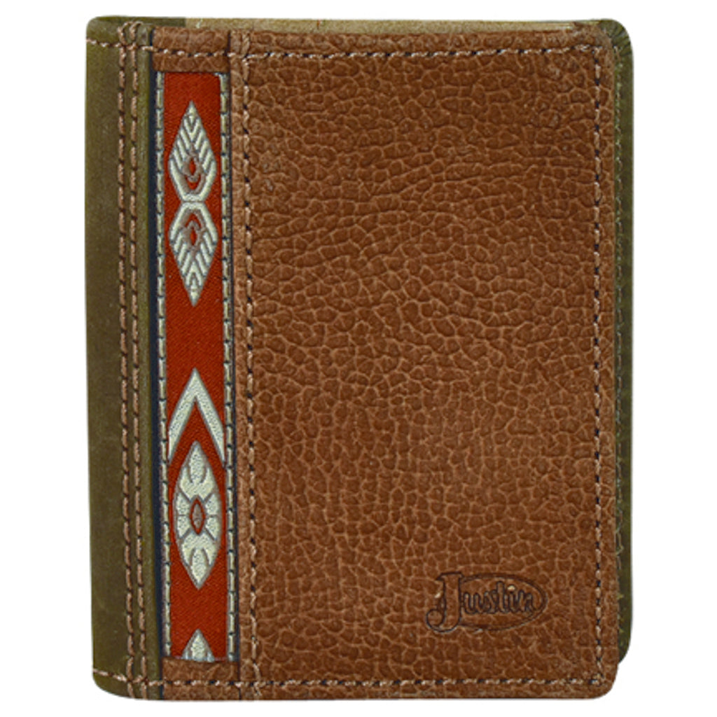 Brown Top Grain and Southwest Ribbon Bi-Fold Men's Wallet by Justin ...